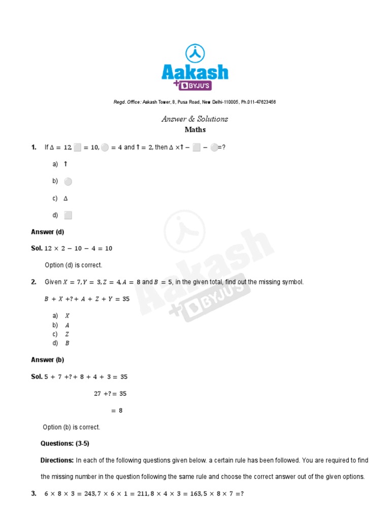 STSE Class 10 MAT Question Paper and Solutions 2022 | PDF | Mathematics