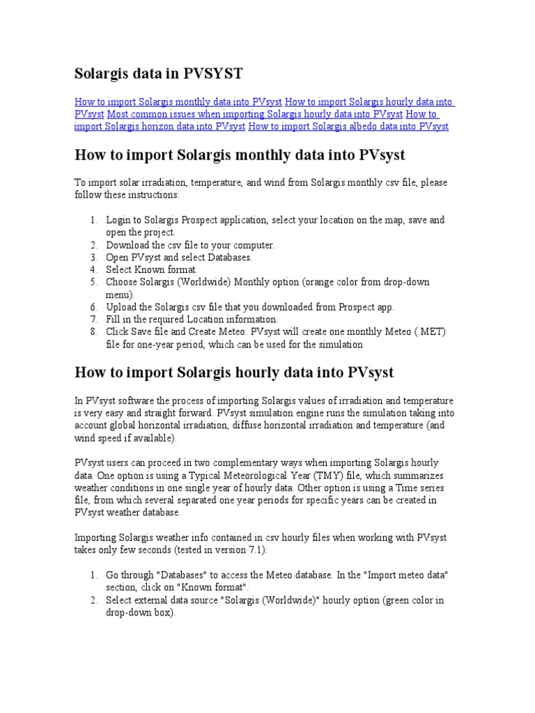 Solargis Data in PVSYST | PDF