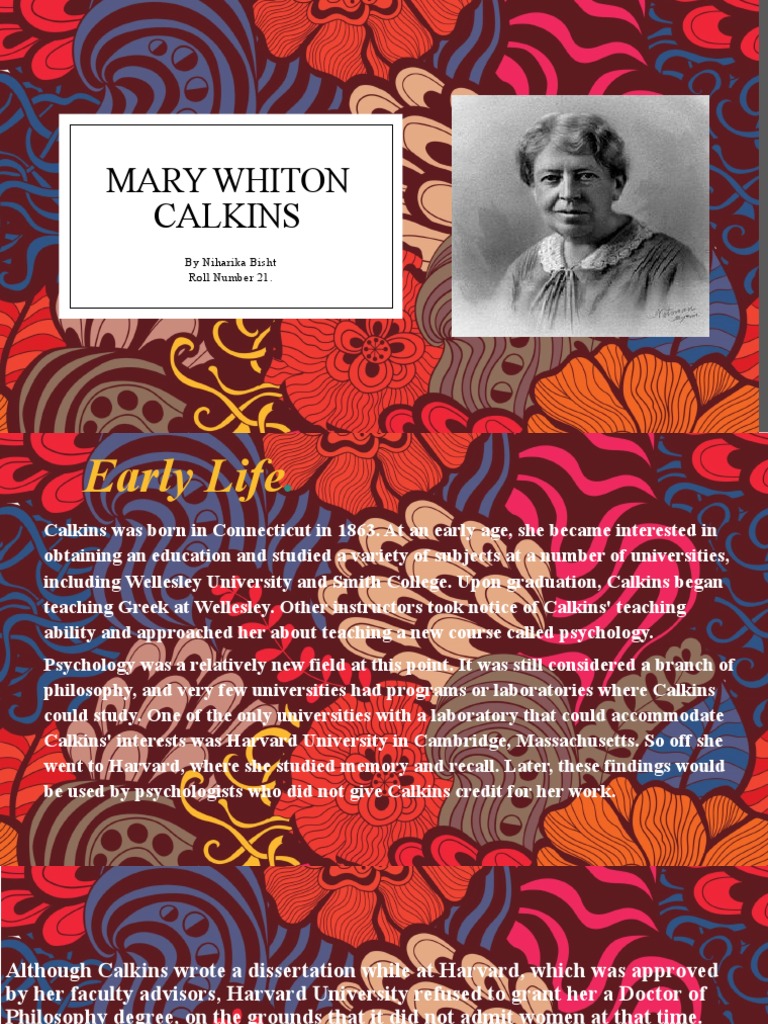 Mary Whiton Calkins | PDF | Psychology | Self