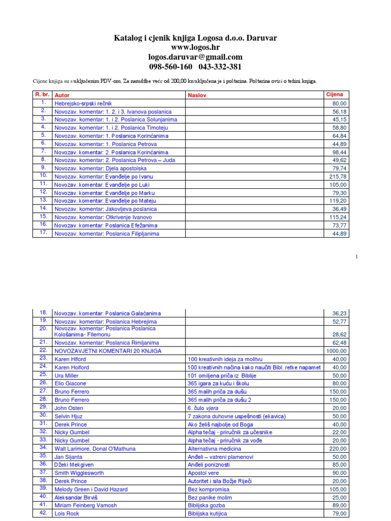 Cjenik Po Nazivu Knjiga | PDF
