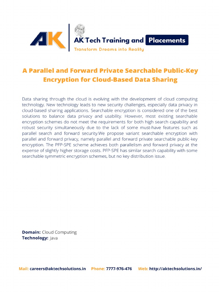 A Parallel and Forward Private Searchable Public Key Encryption For Cloud Based Data Sharing | PDF