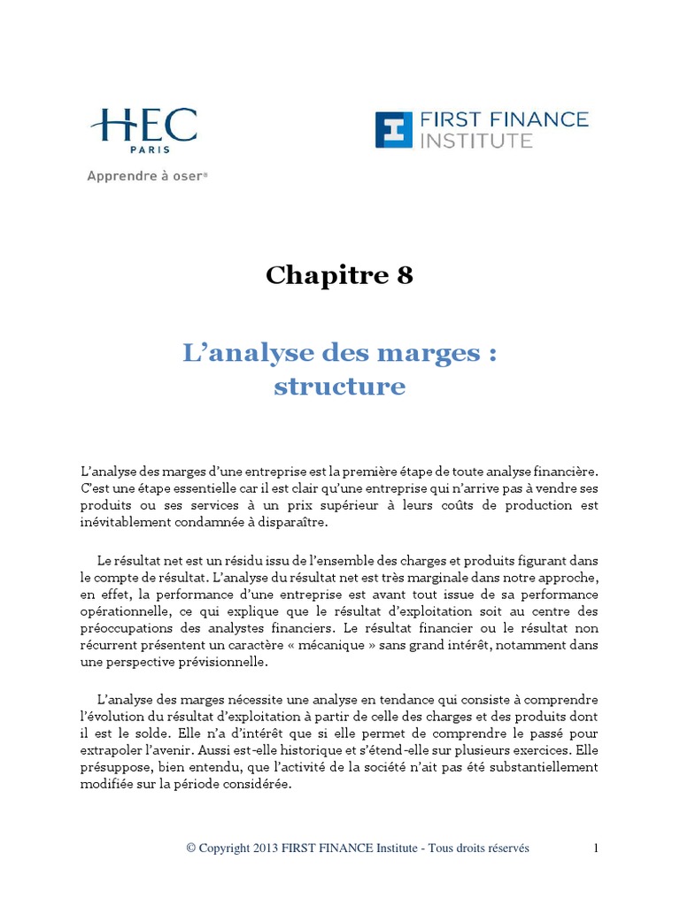 CH 8 L Analyse Des Marges Structures | PDF | Revenu brut | Valeur ajoutée