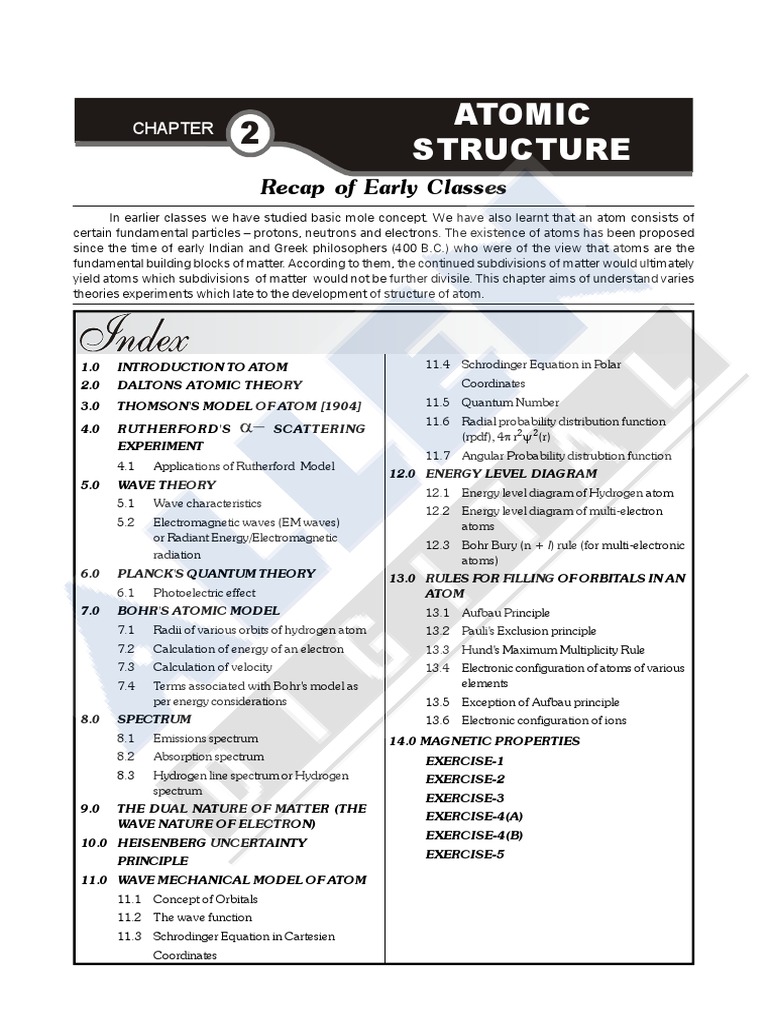 CHE - 02.atomic Structure (Unit 1) | PDF | Atoms | Electromagnetic Radiation