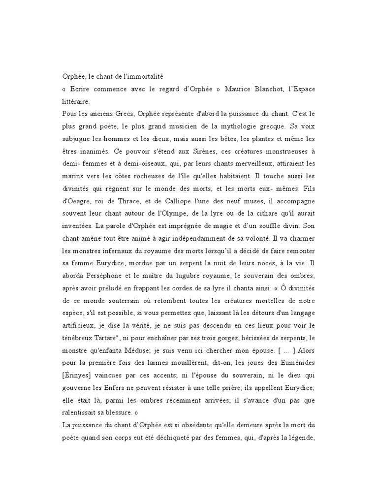 Orphée : Mythe d'amour et de mort | PDF | Orphée | Enfers grecs
