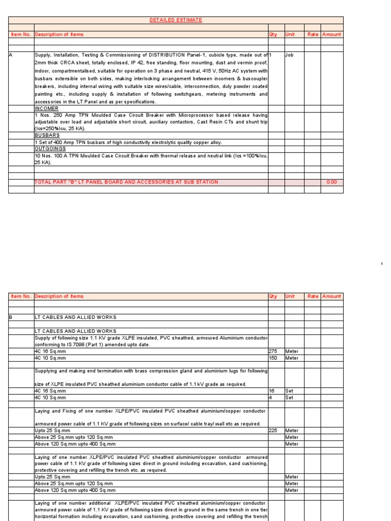 Electrical BOQ | PDF | Electrical Wiring | Electrical Connector