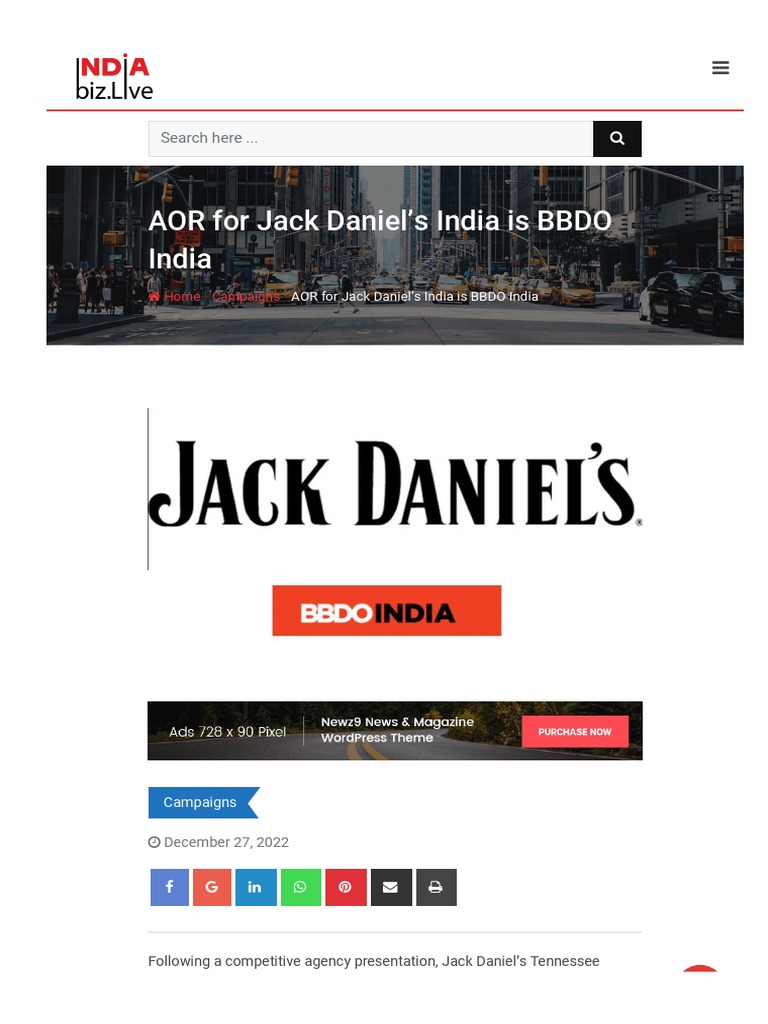 AOR For Jack Daniel's India Is BBDO India | PDF | Mass Media | Business