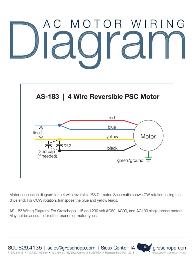 AS 183 Wiring Diagram Groschopp 4 Wire Reversible PSC Motor | PDF ...