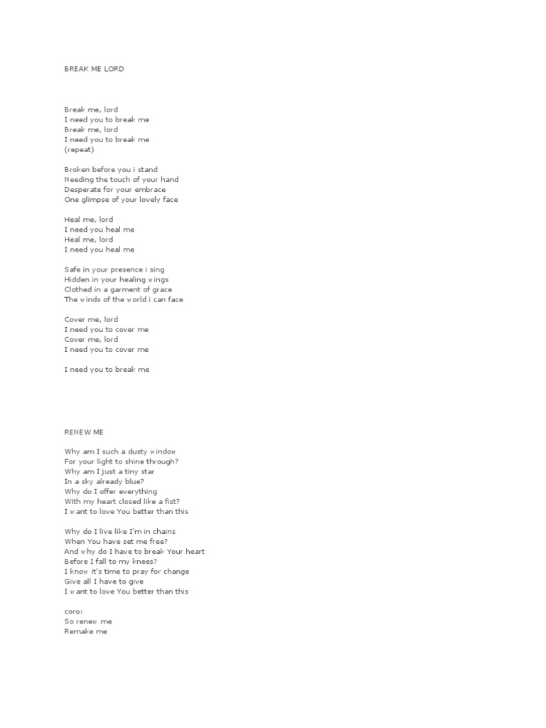 Break Me Lord - SEO Optimized Title for Christian Worship Document ...