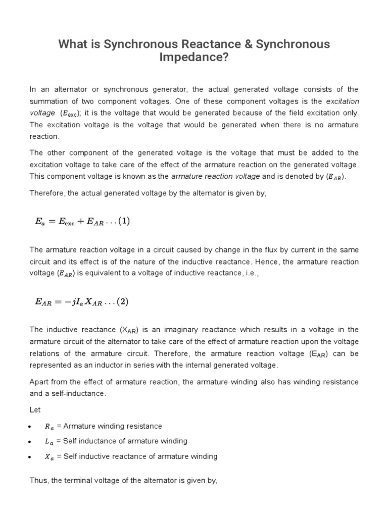 What Is Synchronous Reactance & Synchronous Impedance | PDF ...