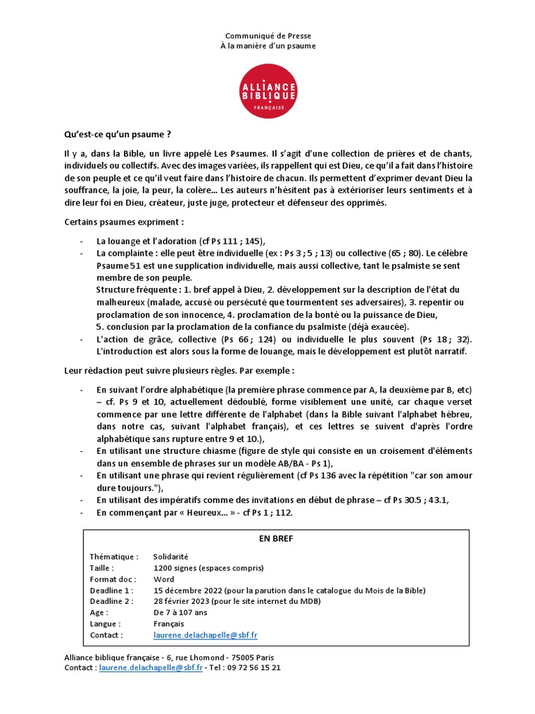 Comprendre les Psaumes dans la Bible | PDF | Psaumes