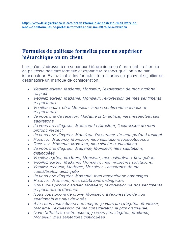 Formules de Politesse | PDF | Développement personnel