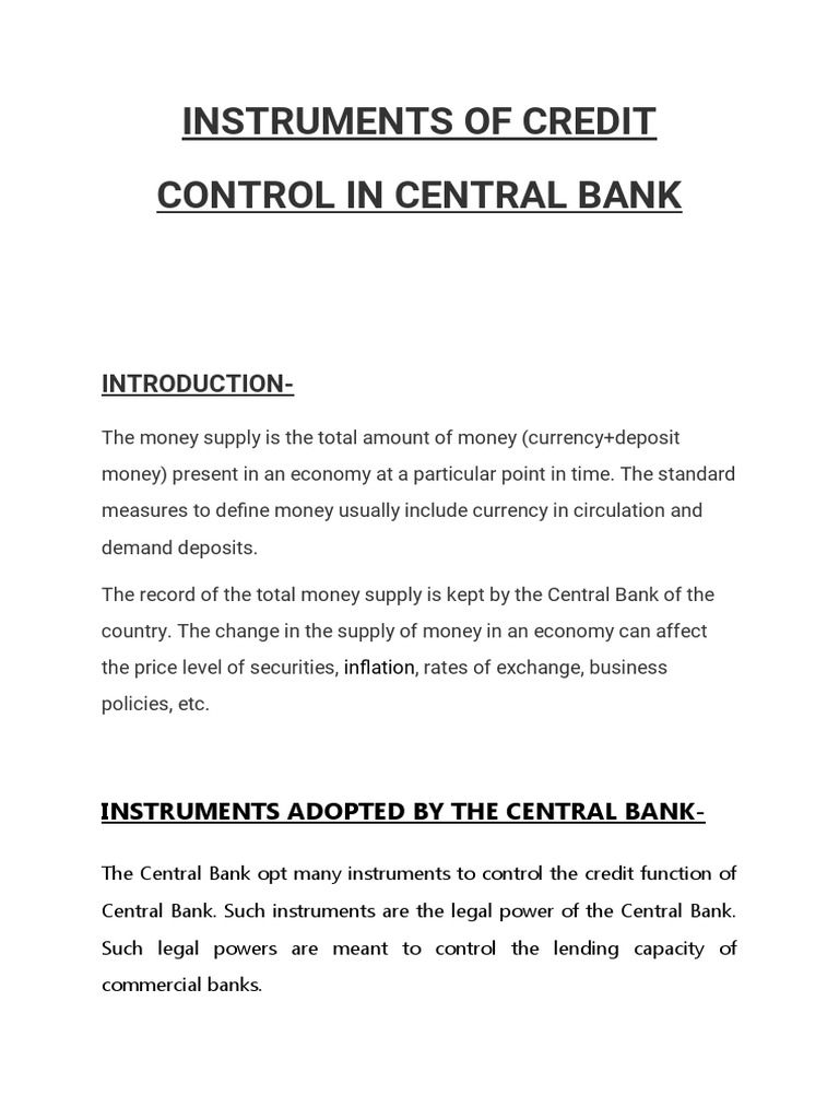 Instruments of Credit Control in Central Bank | PDF | Money | Central Banks
