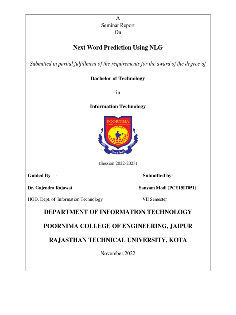 Sanyam Modi Report Seminar Final | PDF | Artificial Intelligence | Intelligence (AI) & Semantics