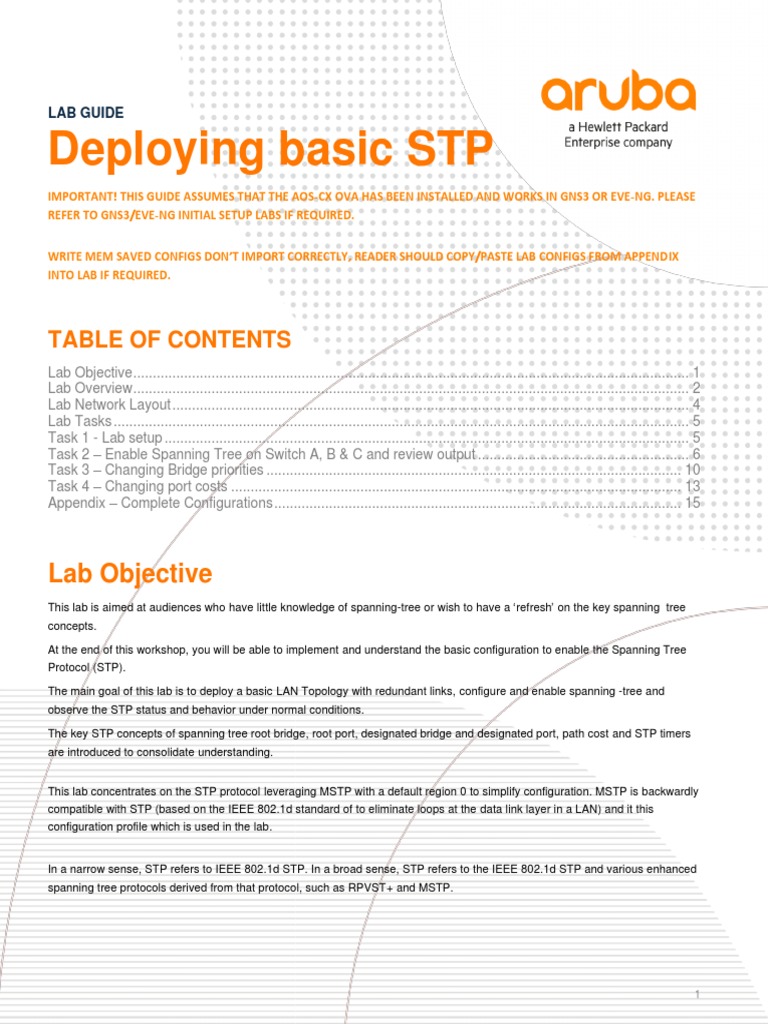 AOS-CX Simulator Lab - Spanning Tree Basics Lab Guide | PDF | Computer Architecture ...