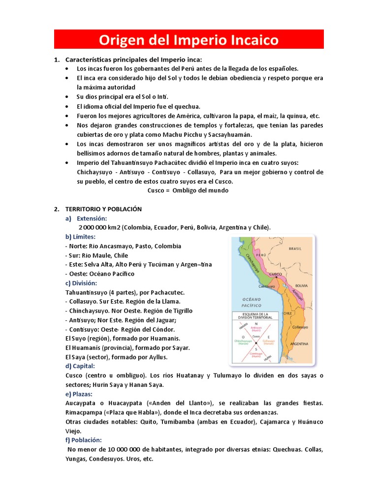Ficha - Imperio Incaico | PDF | Imperio Inca | América del Sur