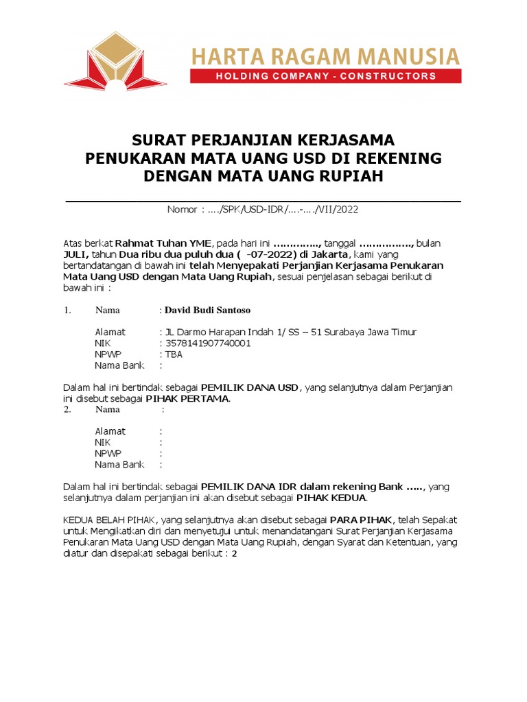 MoU Draft USD-IDR PDF | PDF
