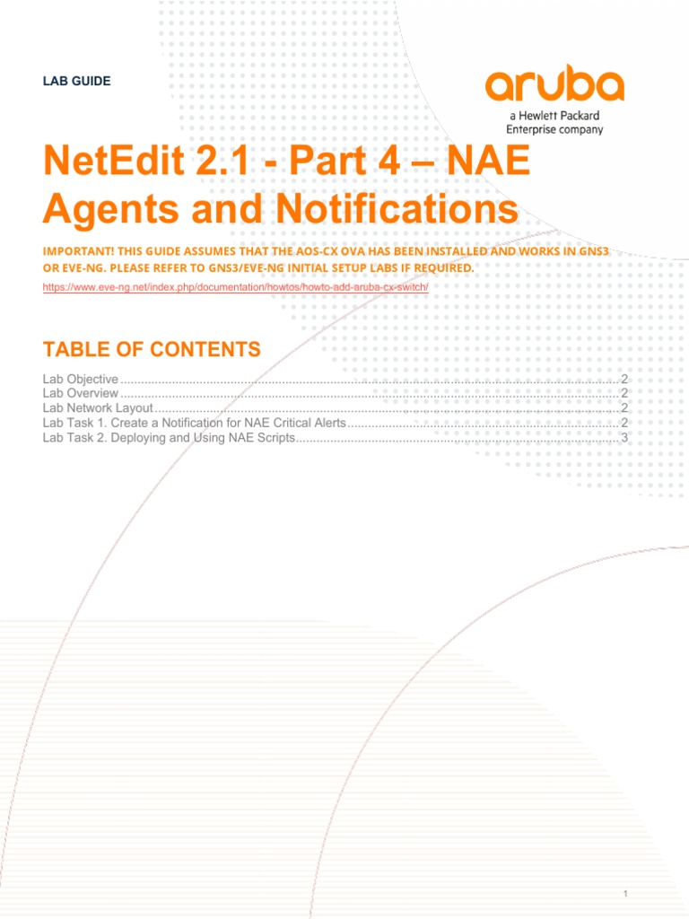 AOS-CX Switch Simulator - NetEdit 2.1 Part 4 Lab Guide | PDF | Computing | System Software
