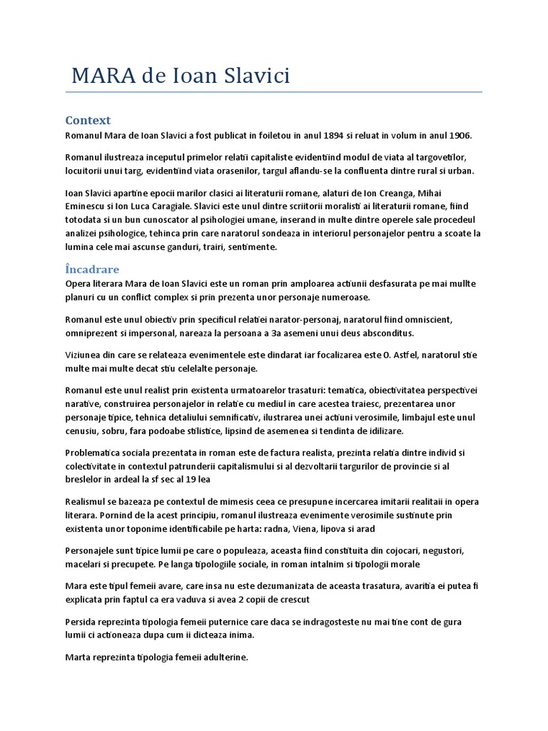 MARA de Ioan Slavic1 | PDF
