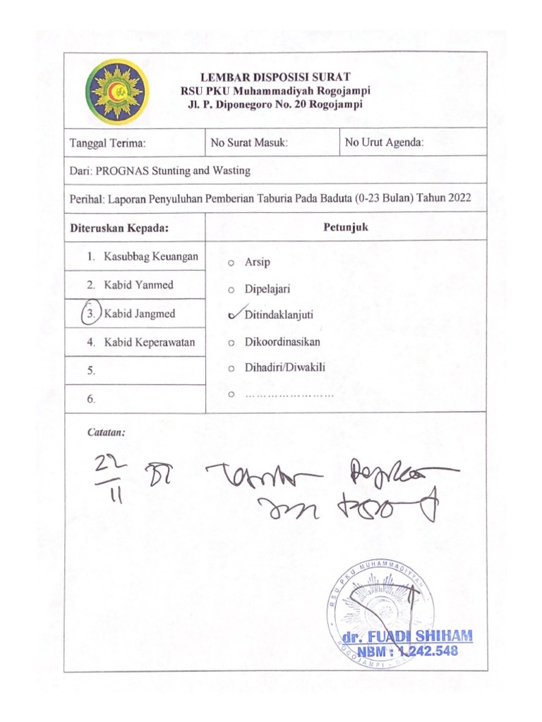 Lembar Disposisi Surat | PDF