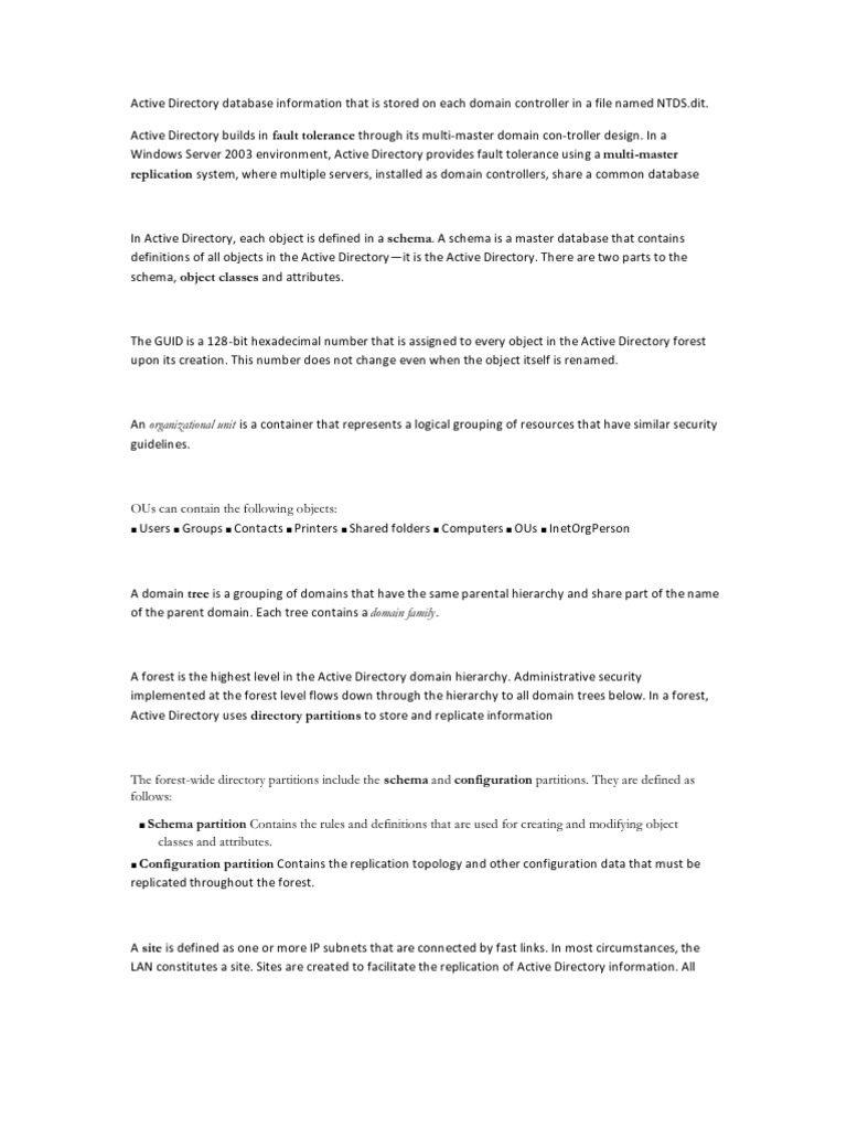 Active Directory database information stored in NTDS.dit file | PDF ...