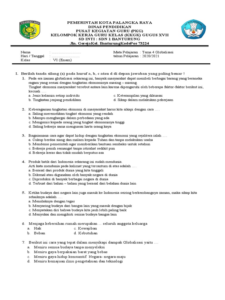 Soal PAS Kelas 6 Tema 4 | PDF