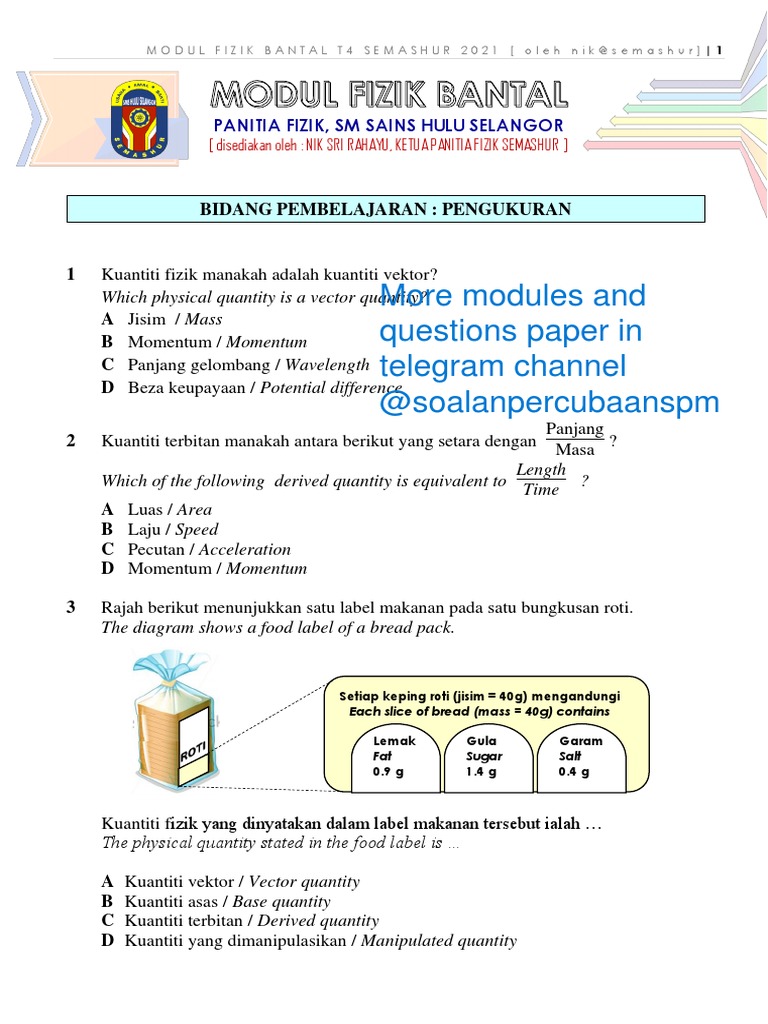 Fizik Tingkatan 4 Modul Bantal 2021 | PDF