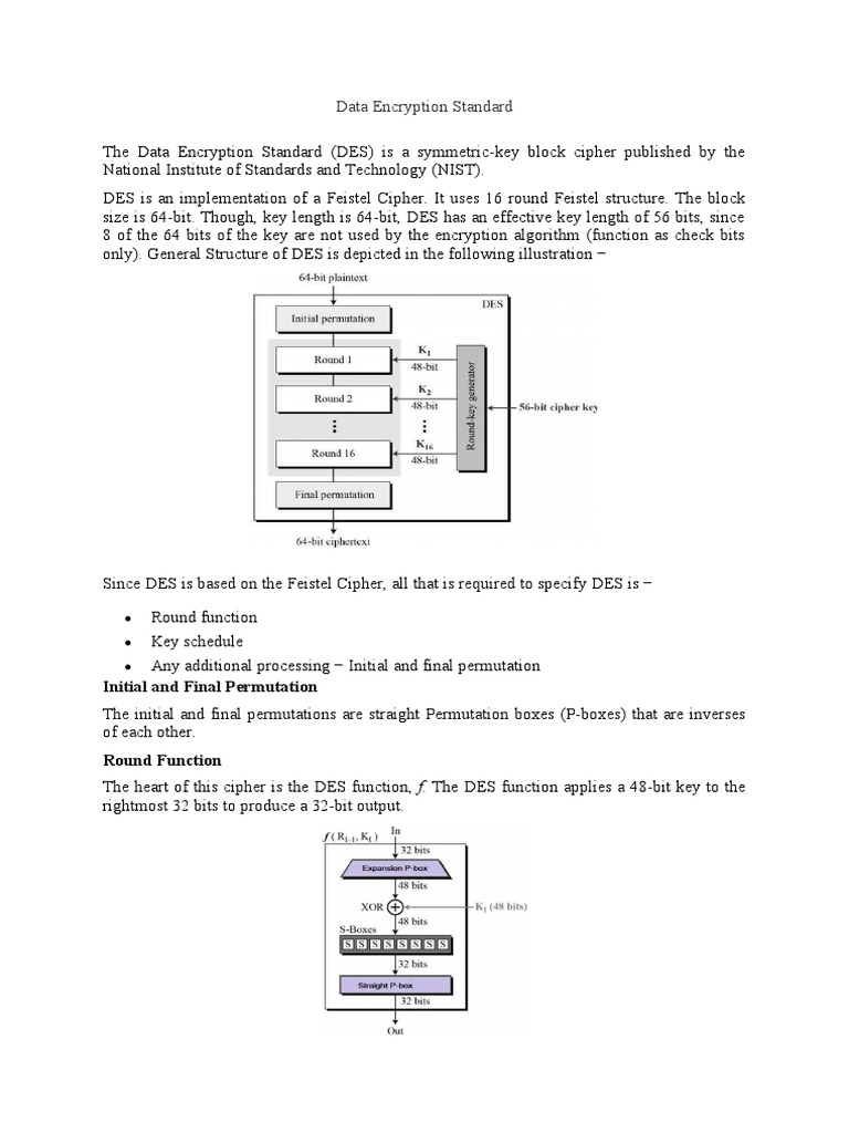 Data Encryption Standard | PDF | Cipher | Cryptography