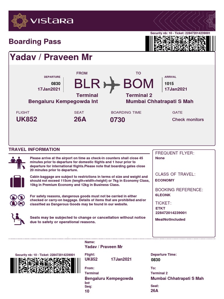 Boarding Pass | PDF | Business Class | Baggage