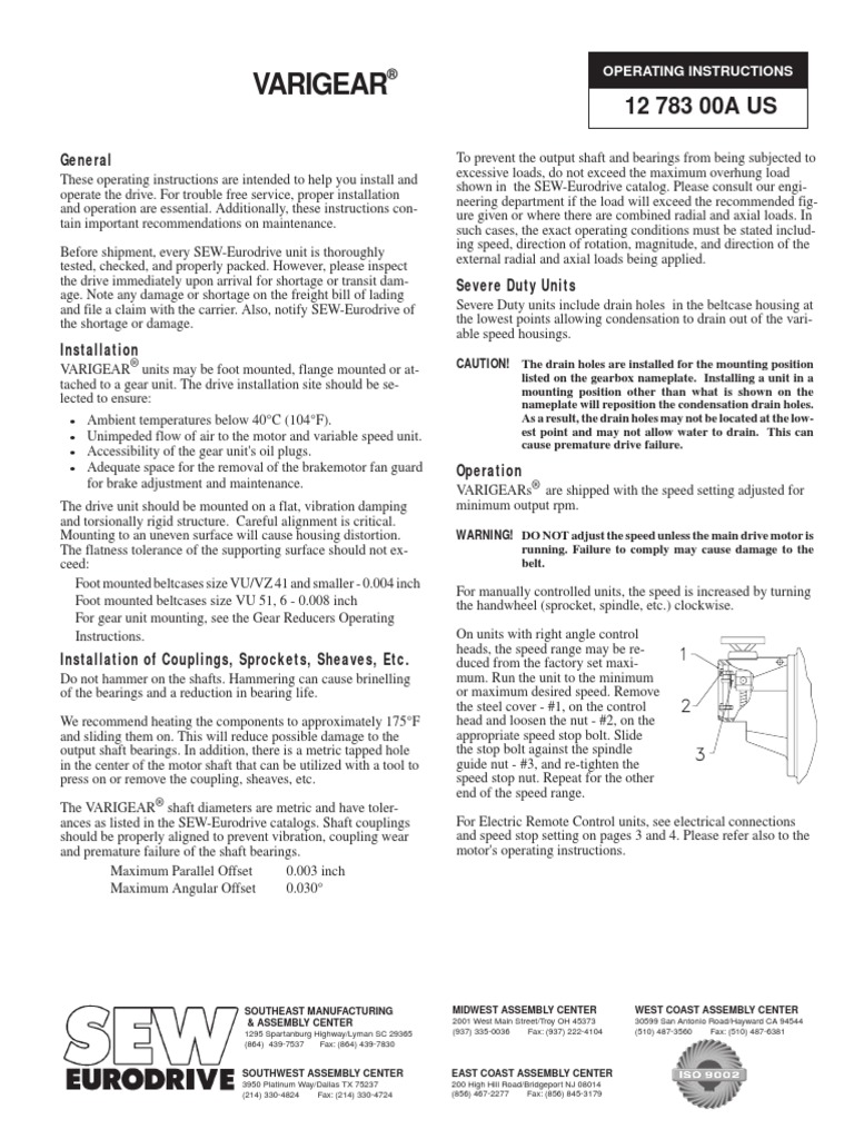 SEW-Eurodrive Unit | PDF | Belt (Mechanical) | Screw