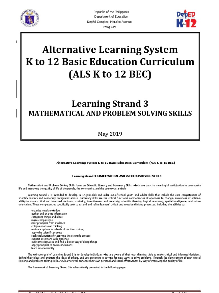 LS 3 Mathematical and Problem Solving Skills 5 | PDF | Thought | Learning