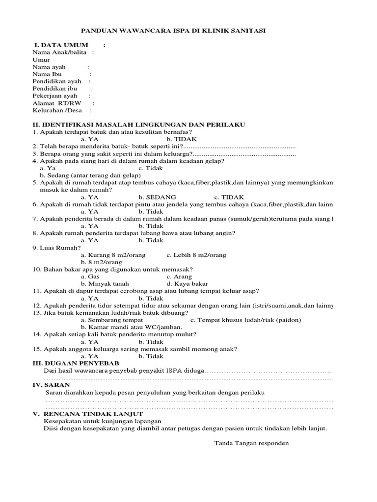 Form Klinik Sanitasi | PDF