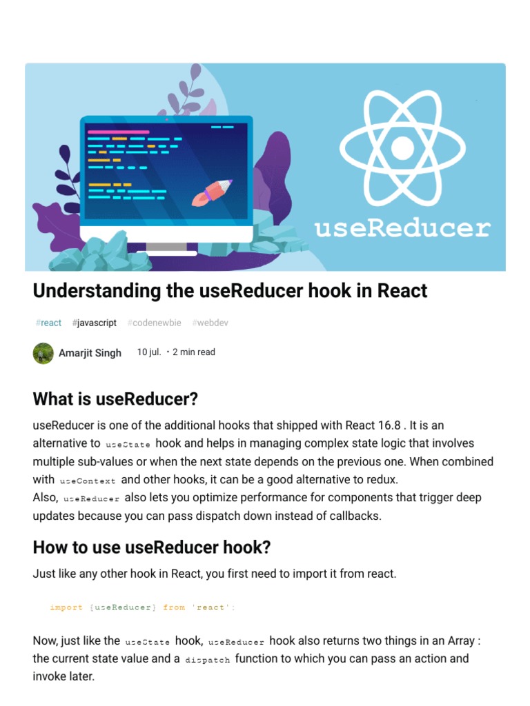 Understanding The Usereducer Hook in React - DEV Community | PDF ...