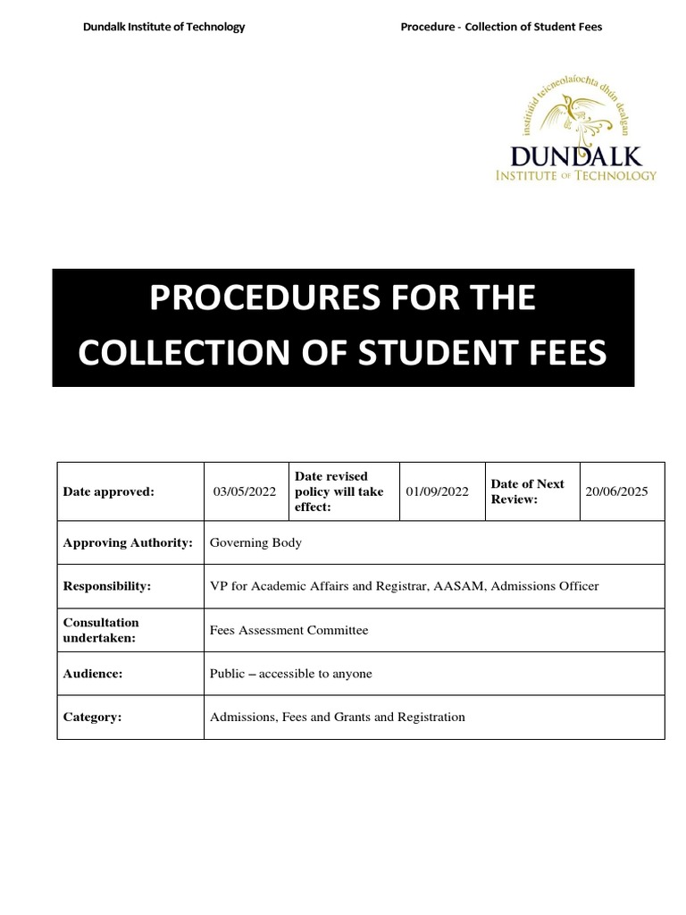 Procedures For Collection of Student Fees | PDF | Fee | Postgraduate ...