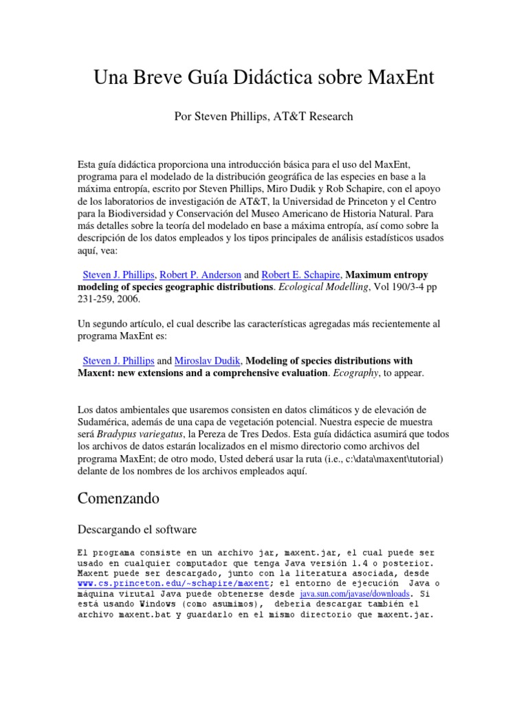 Una Breve Guía Didáctica Sobre MaxEnt | PDF | Programa de computadora ...