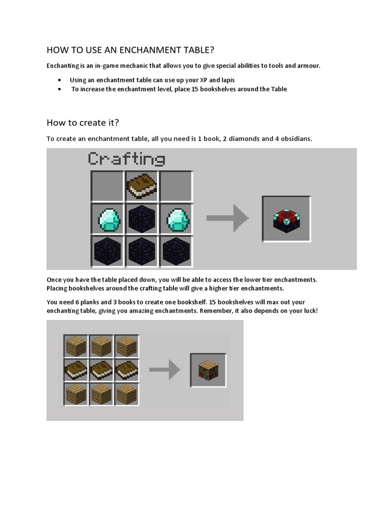 How To Use An Enchanment Table | PDF