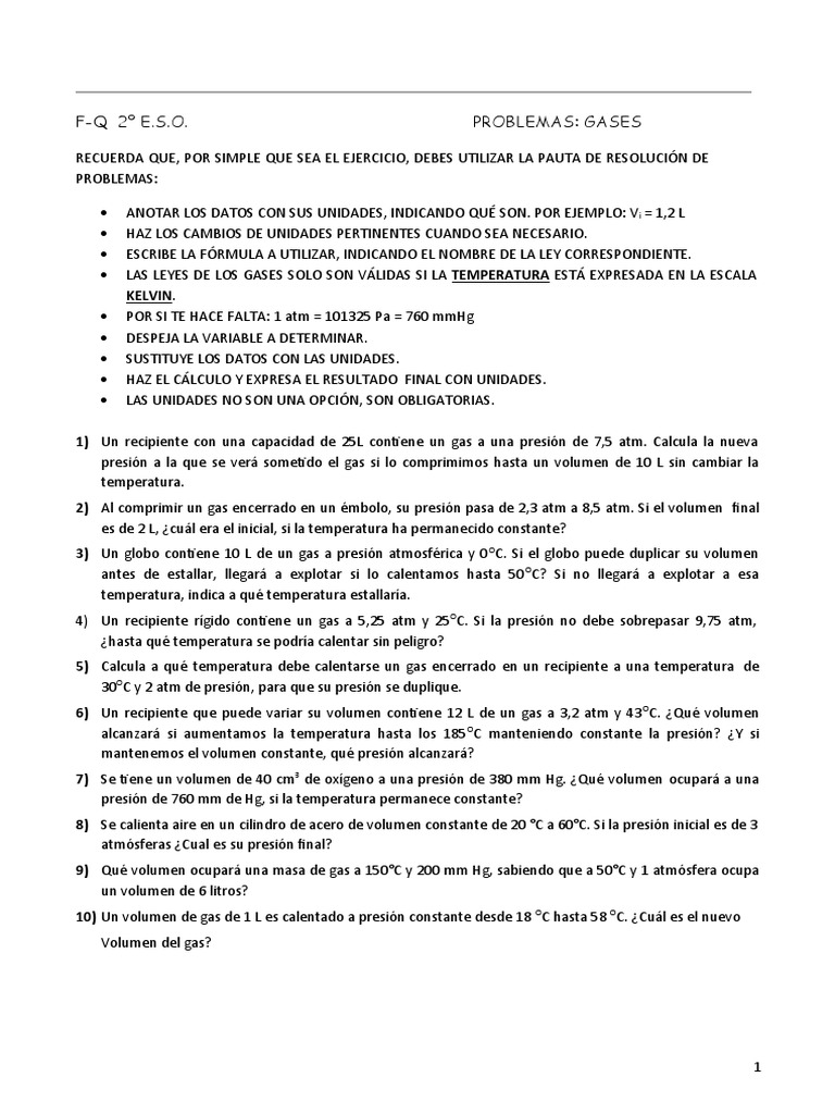 Problemas Gases 3 | PDF | Gases | Temperatura