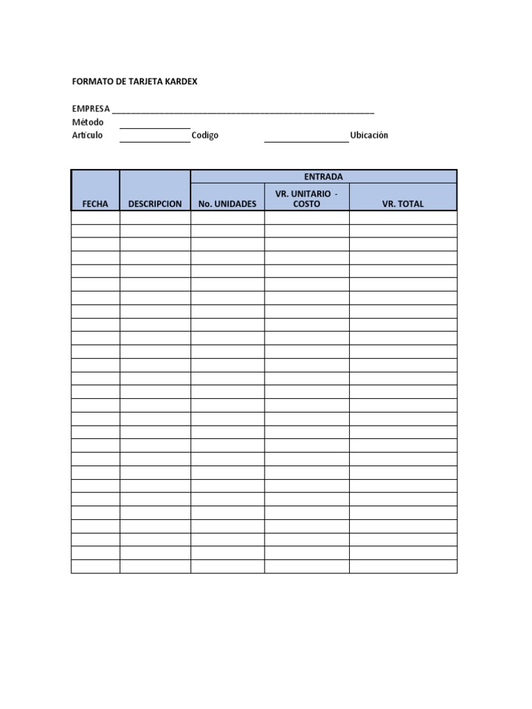Formato Tarjeta Kardex | PDF