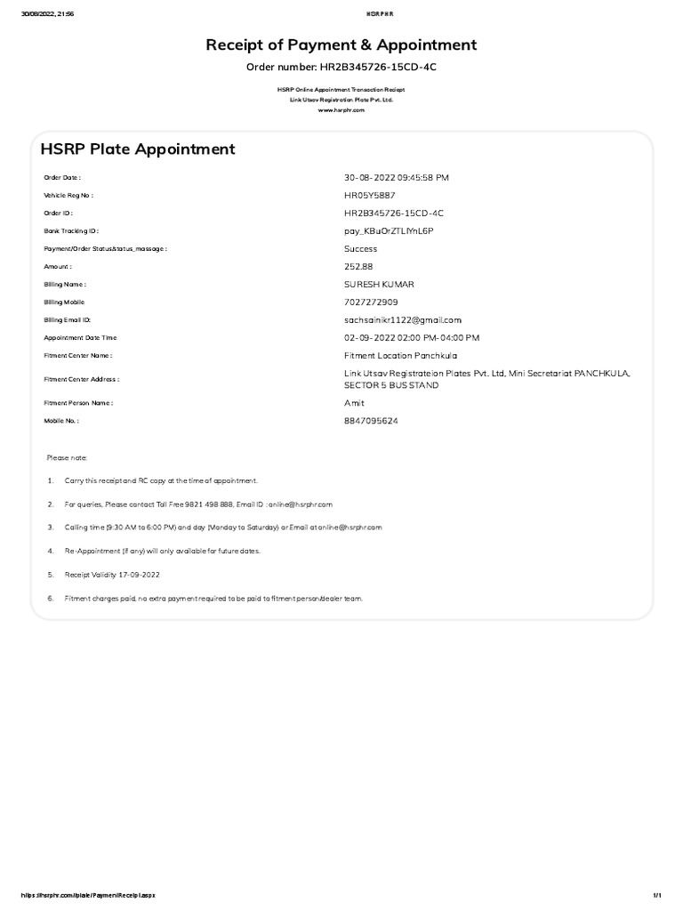 HSRPHR | PDF | Receipt | Vehicles