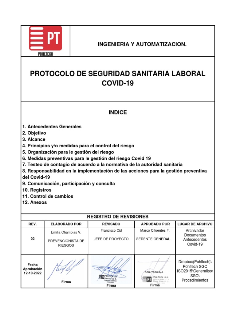 PR-SSO-21 Protocolo de Seguridad Sanitaria Laboral Covid-19 Rev02 | PDF | Lavado de manos ...
