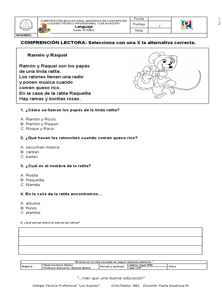 Comprensión Lectora para 2º Básico | PDF