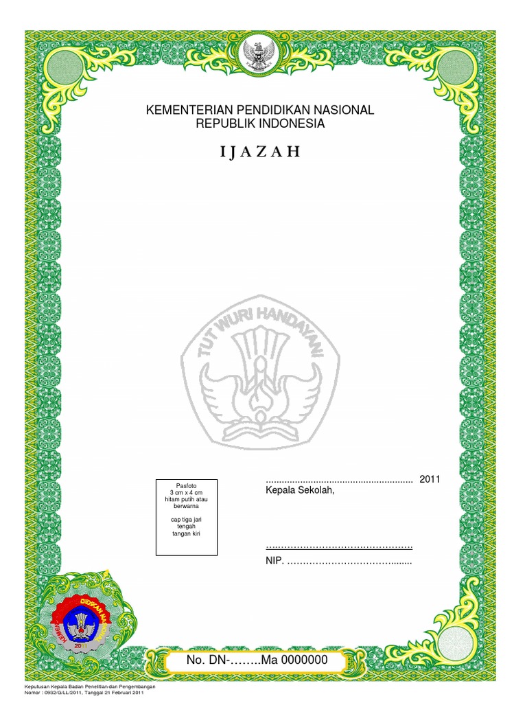 Blanko Ijazah SMA 2011 | PDF