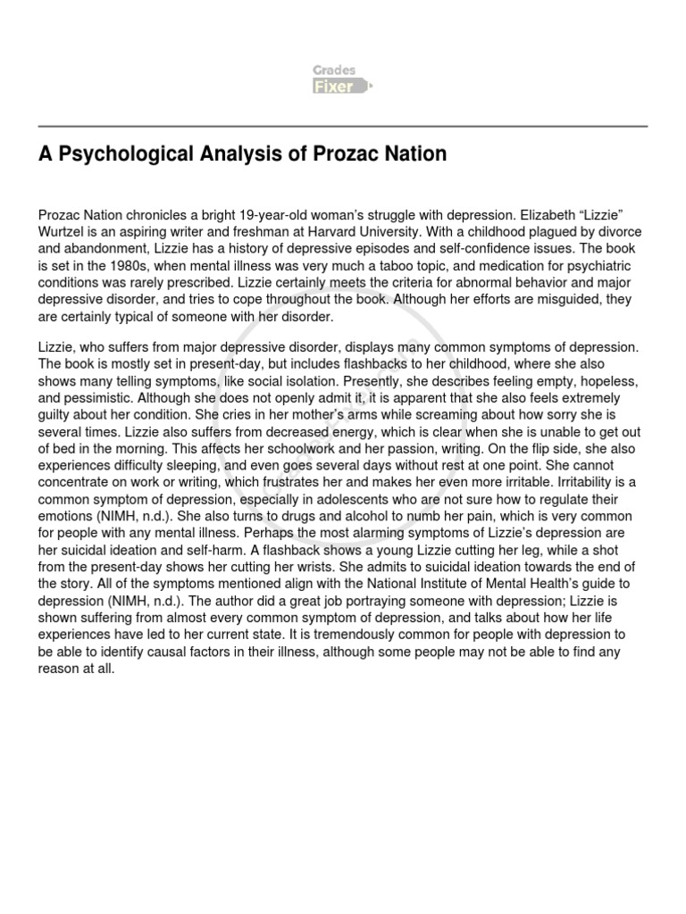 A Psychological Analysis of Prozac Nation | PDF | Major Depressive ...