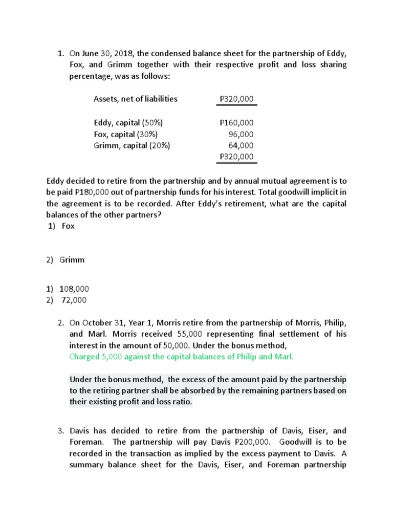 Assignment - Accounting For Special Transactions | PDF | Goodwill (Accounting) | Partnership