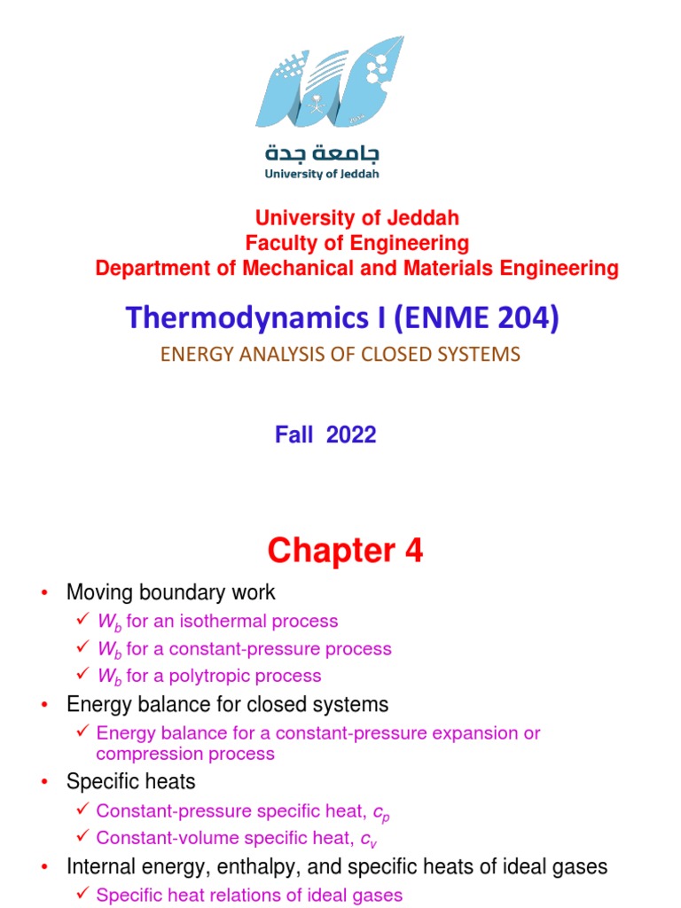 Chapter 4 Lecture | PDF | Heat | Enthalpy