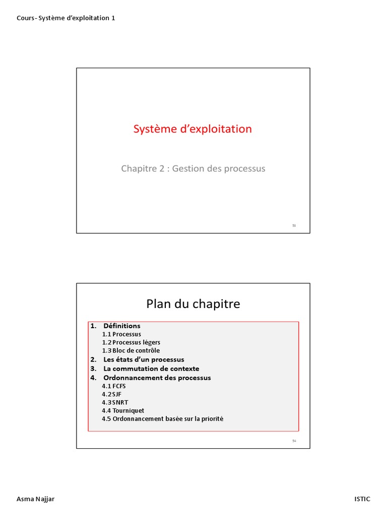 Chapitre 2-Gestion de Processus-Partie 1 | PDF | Thread (informatique ...