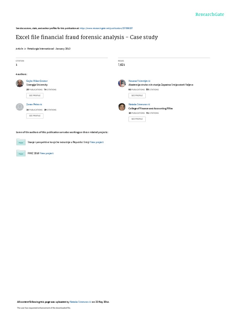Excel File Financial Fraud Forensic Analysis Case Study | PDF ...
