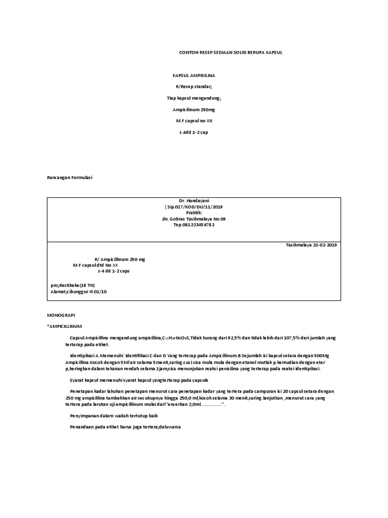 Contoh Resep Sediaan Solid Berupa Kapsul2 | PDF | Kesehatan Holistik