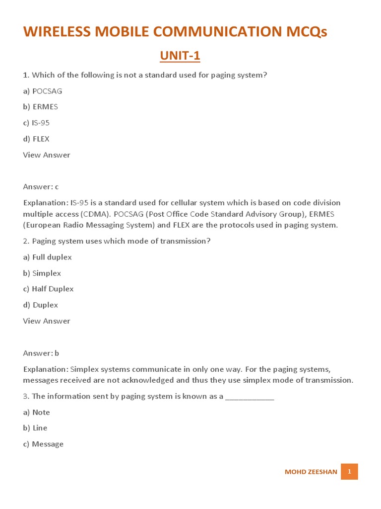 WMC (All Unit MCQS) | PDF | Transmission Medium | Cellular Network