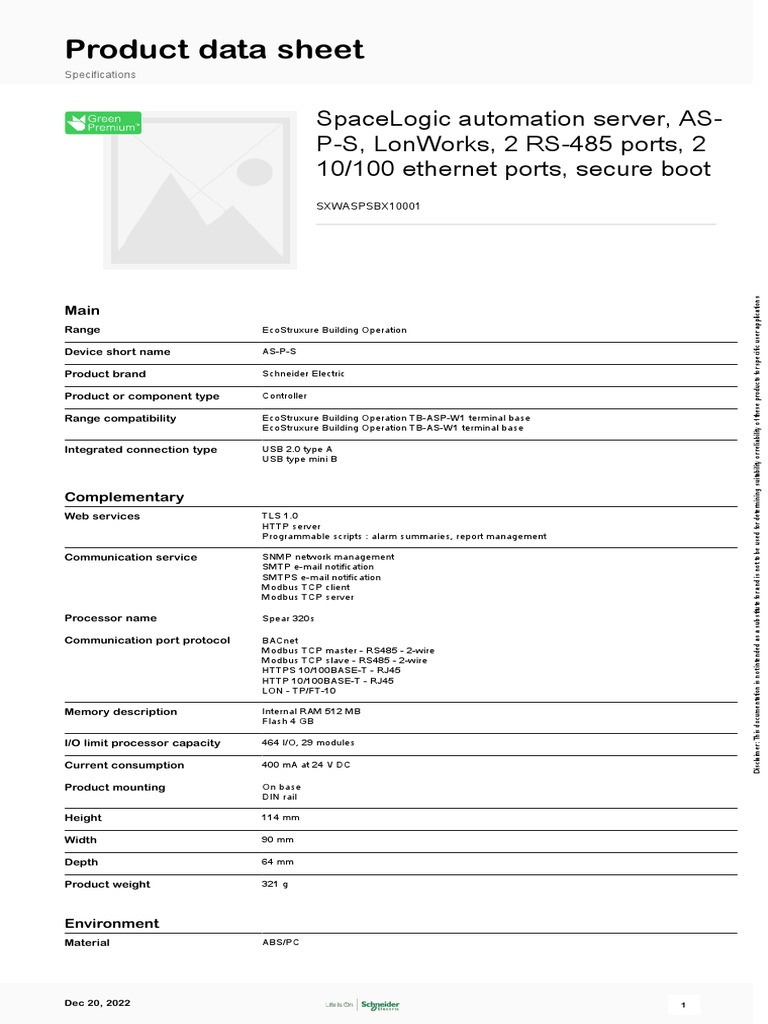 SpaceLogic™ AS-P Automation Server - SXWASPSBX10001 | PDF | Transmission Control Protocol ...