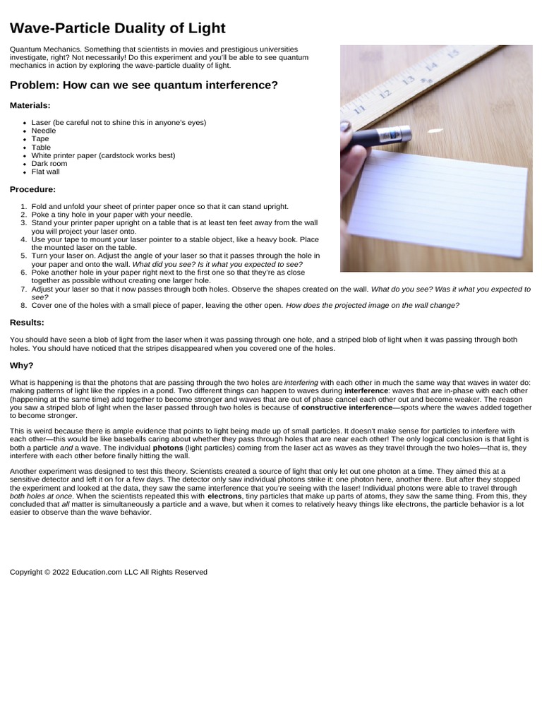 Light Wave Thomas Young Double | PDF | Photon | Light